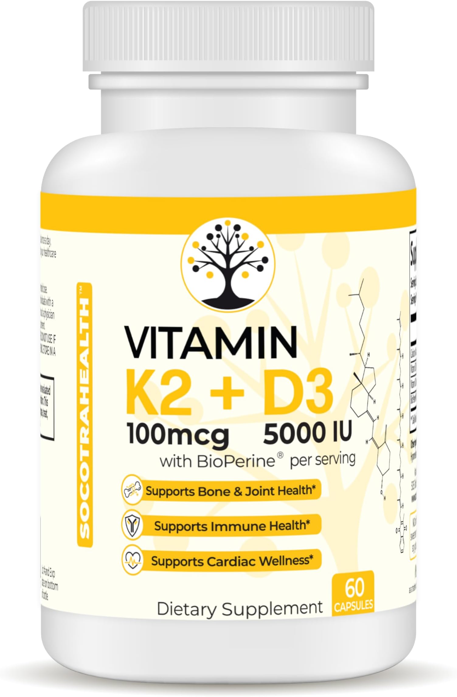 Amazon.com: 2 in 1 High Potency Formula 90mcg Vitamin K2 (MK7) and 5000 ...