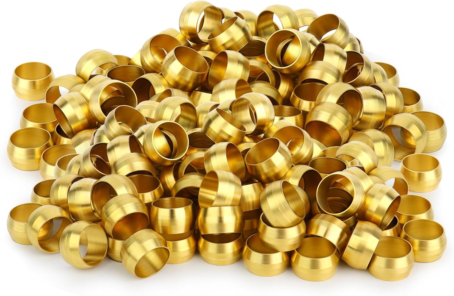 GASHER 100PCS Brass Compression Fitting, Brass Compression Sleeve ...