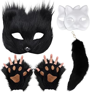 Cat Therian Mask and Tail, Animal Furry Mask Therian Fox Mask, Therian ...