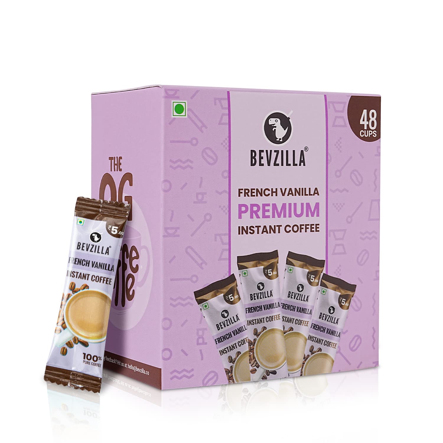 Bevzilla 48 Instant Coffee Powder Sachets (French Vanilla) - 96 Grams ...