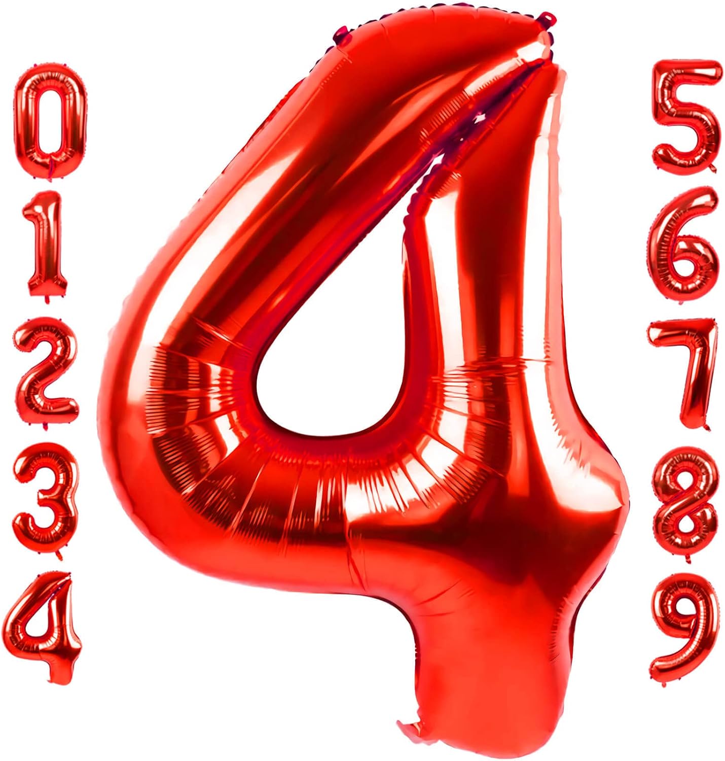 Amazon.com: 40 Inch Large Red Number 4 Balloon Extra Big Size Jumbo ...