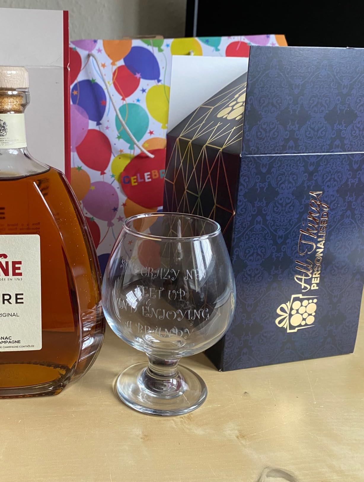 Personalised Engraved 390ml Brandy/Cognac Snifter Glass, Personalise ...