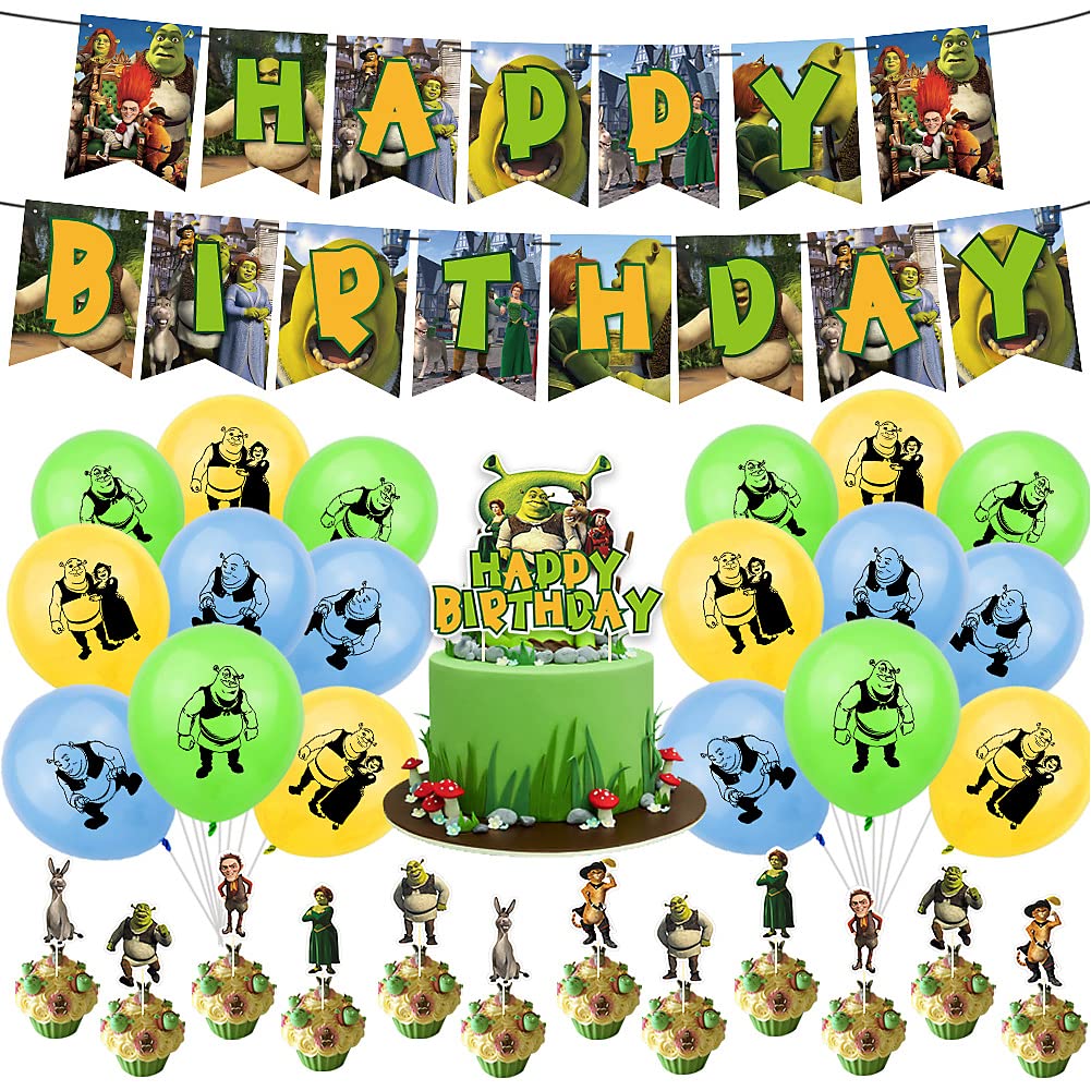 Buy BESTZY Monster Shrek Balloons Birthday Decorations Set Monster ...