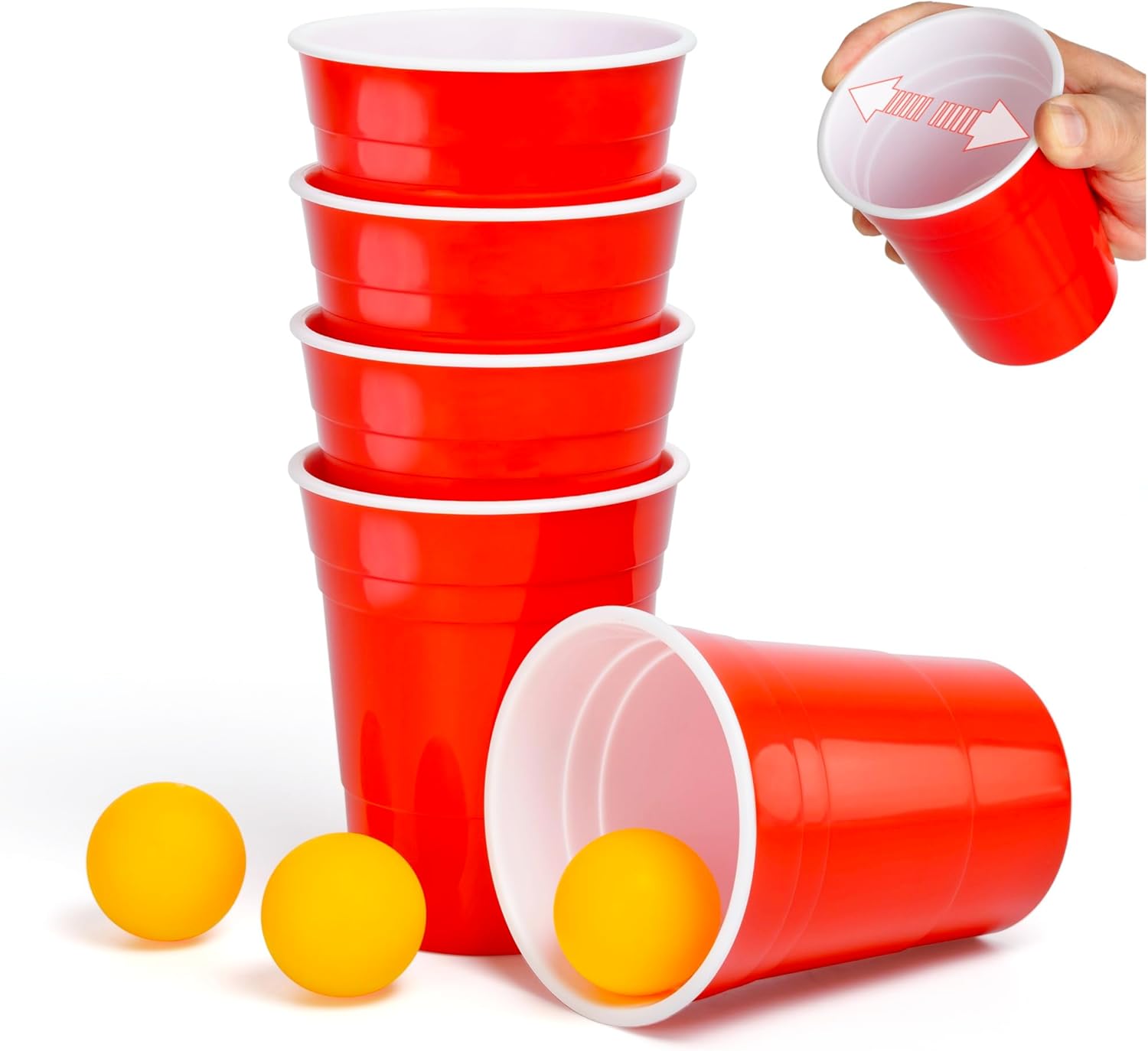 Laze & Lab 24 extremely stable red cups, 16 oz (473 ml), red plastic ...
