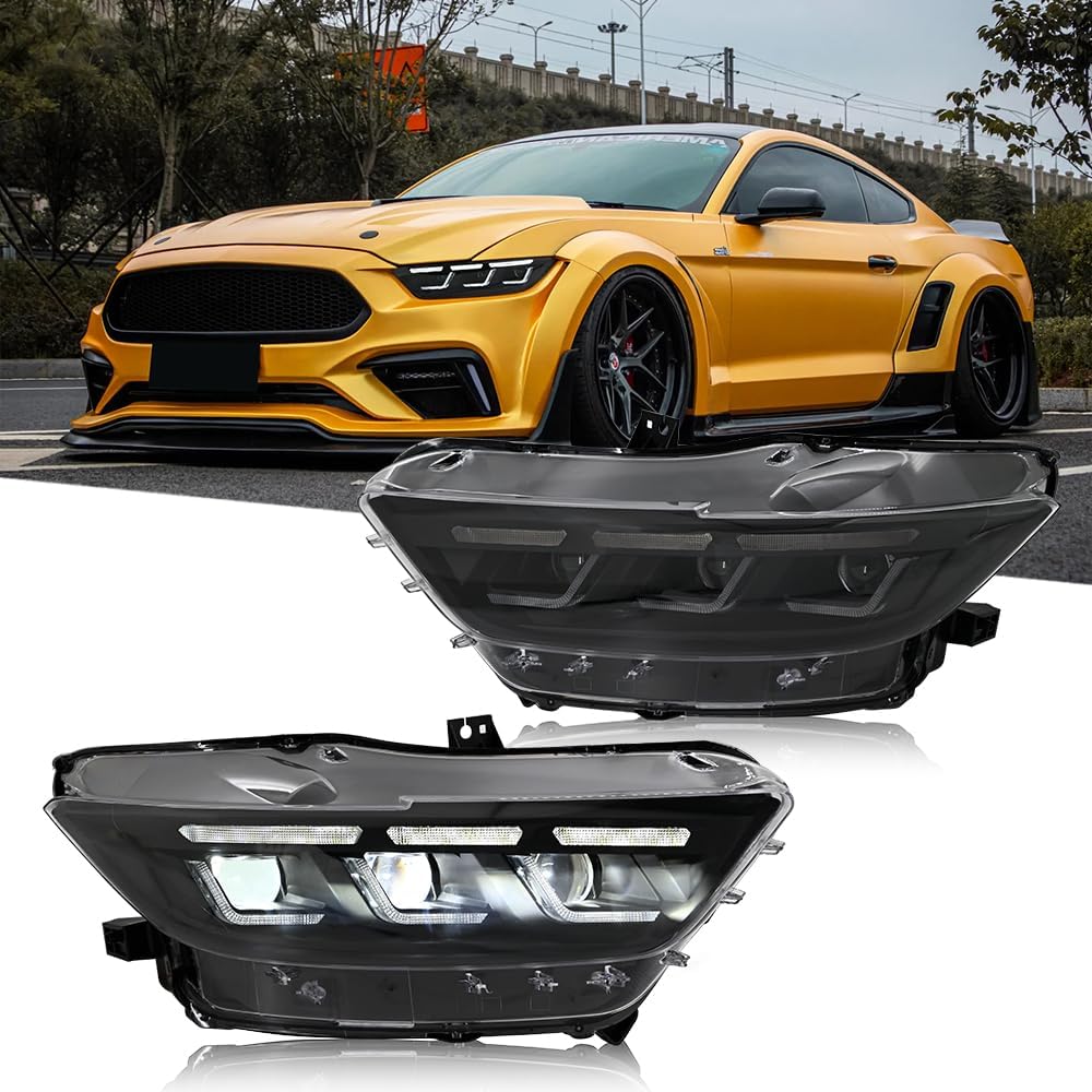 Amazon.com: Update 2024 Style Headlamp for 2015-2017 Ford Mustang GT EcoBoost Premium V6 ...
