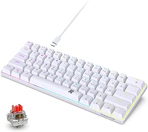 ROCK POW 60 Percent Mechanical Gaming Keyboard, Blue Switch Anti-Ghosting 61 Key LED Rainbow ...