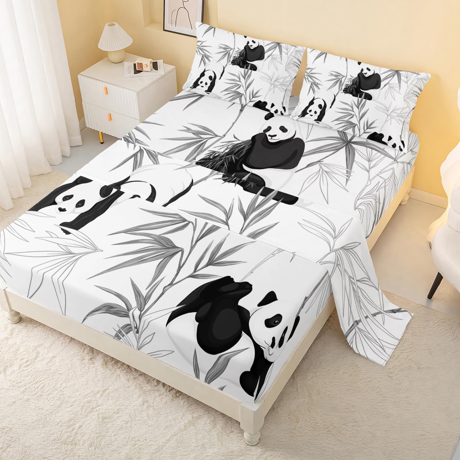 Amazon.com: CVHouse Panda Bed Set Sheets Full Size - Kawaii Bedding for ...
