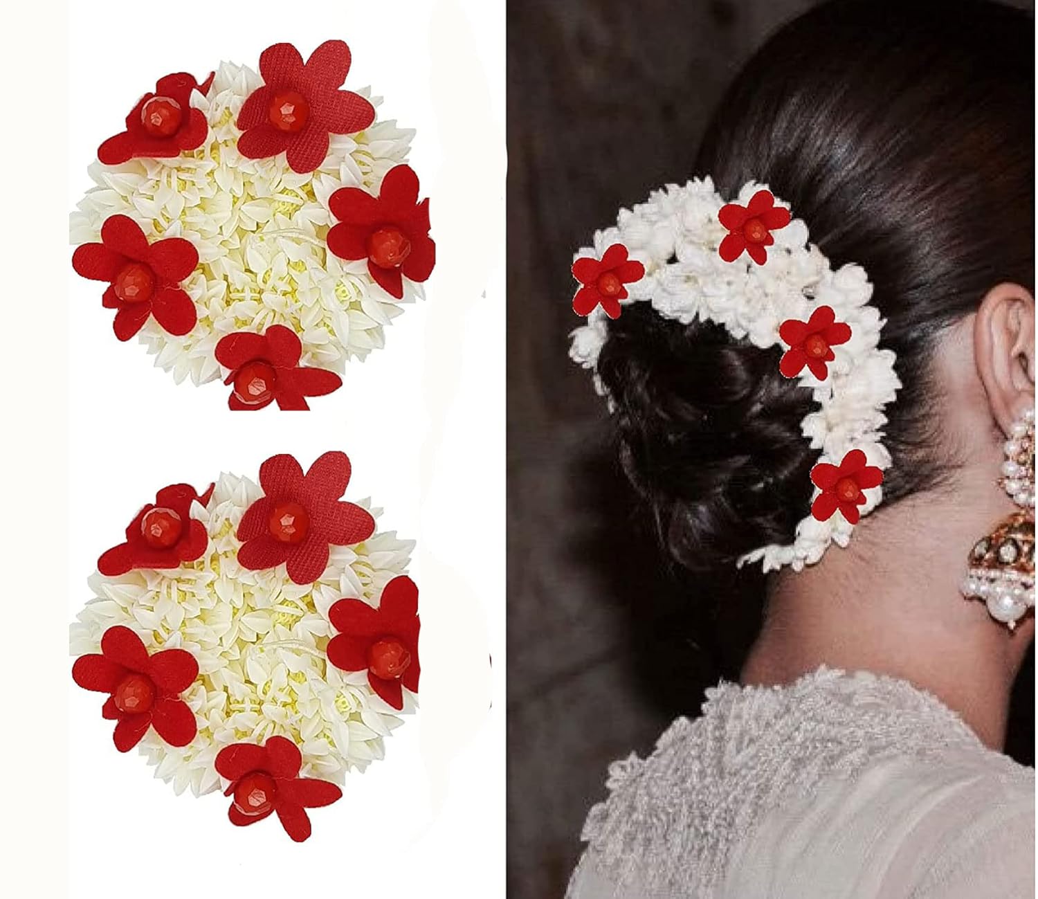 VASH GIRLYZ Attire Artificial Off White Flower with Red Rose Garland ...