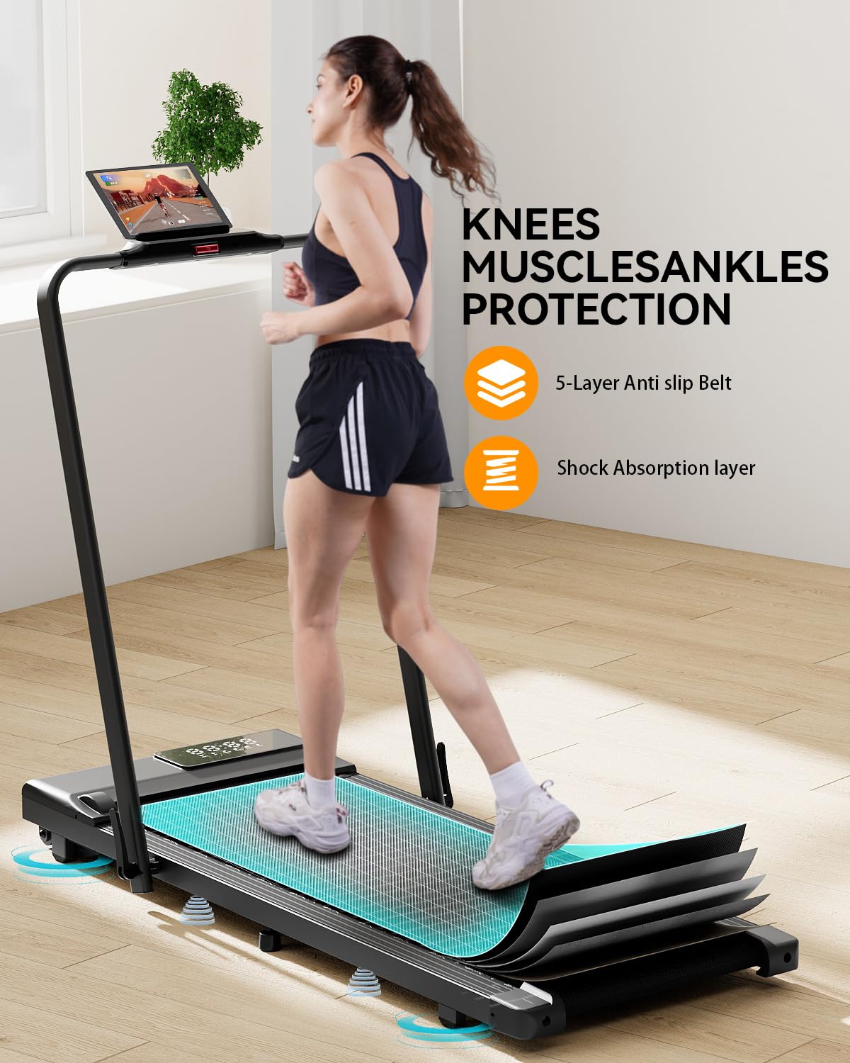Snapklik.com : 3 In 1 Walking Pad - Folding Under Desk Treadmill 300lbs ...