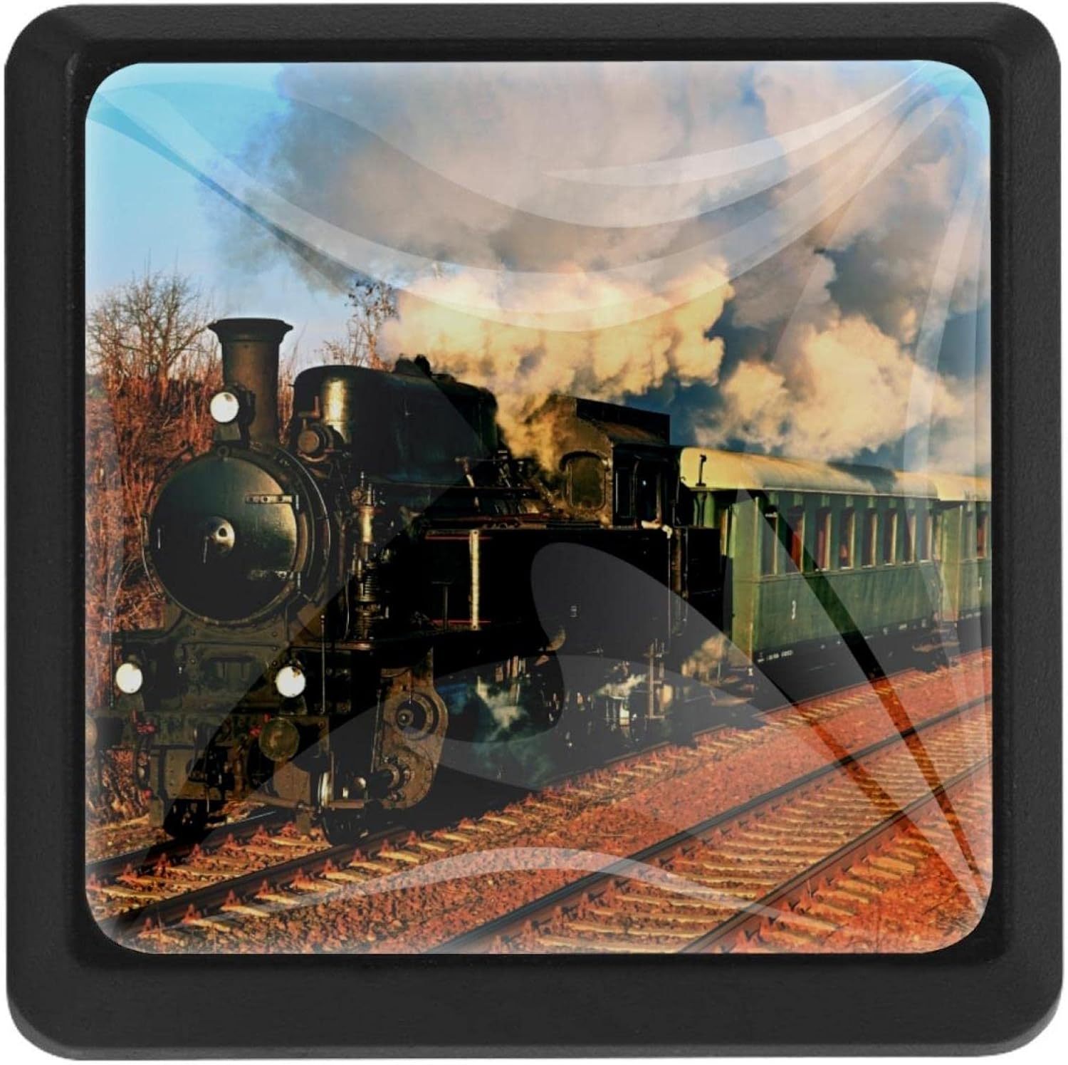 3 Pcs Square Drawer Handles with Screws Vintage Train Steam Locomotive ...