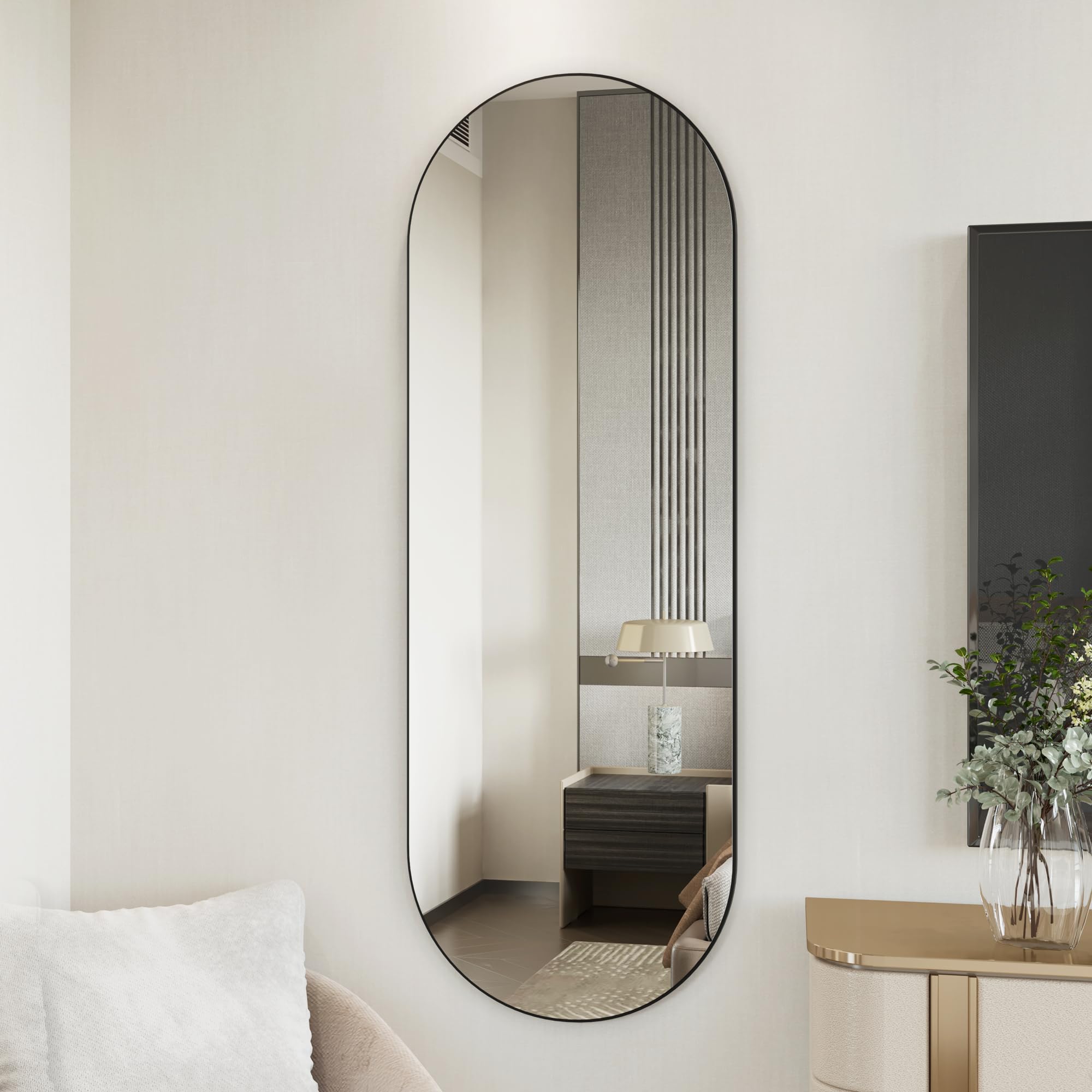 Kasibie Arch Full Length Mirror Wall Mounted, Oval Full Body Mirror ...