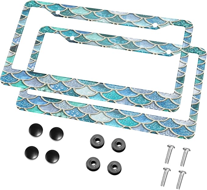 Amazon.com: HOSNYE Mermaid Fish Scale Wave License Plate Frame ...