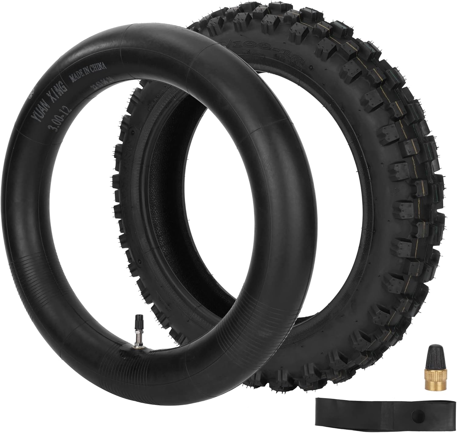3.00-12 80/100-12 Rear Tire with Inner Tube Set for KLX110 DRZ110 CRF70 ...