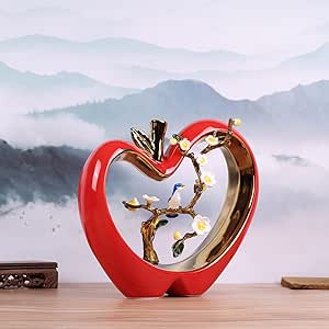 Amazon.com: Ceramic Apple Decor Modern Red and Gold Decor Statue ...