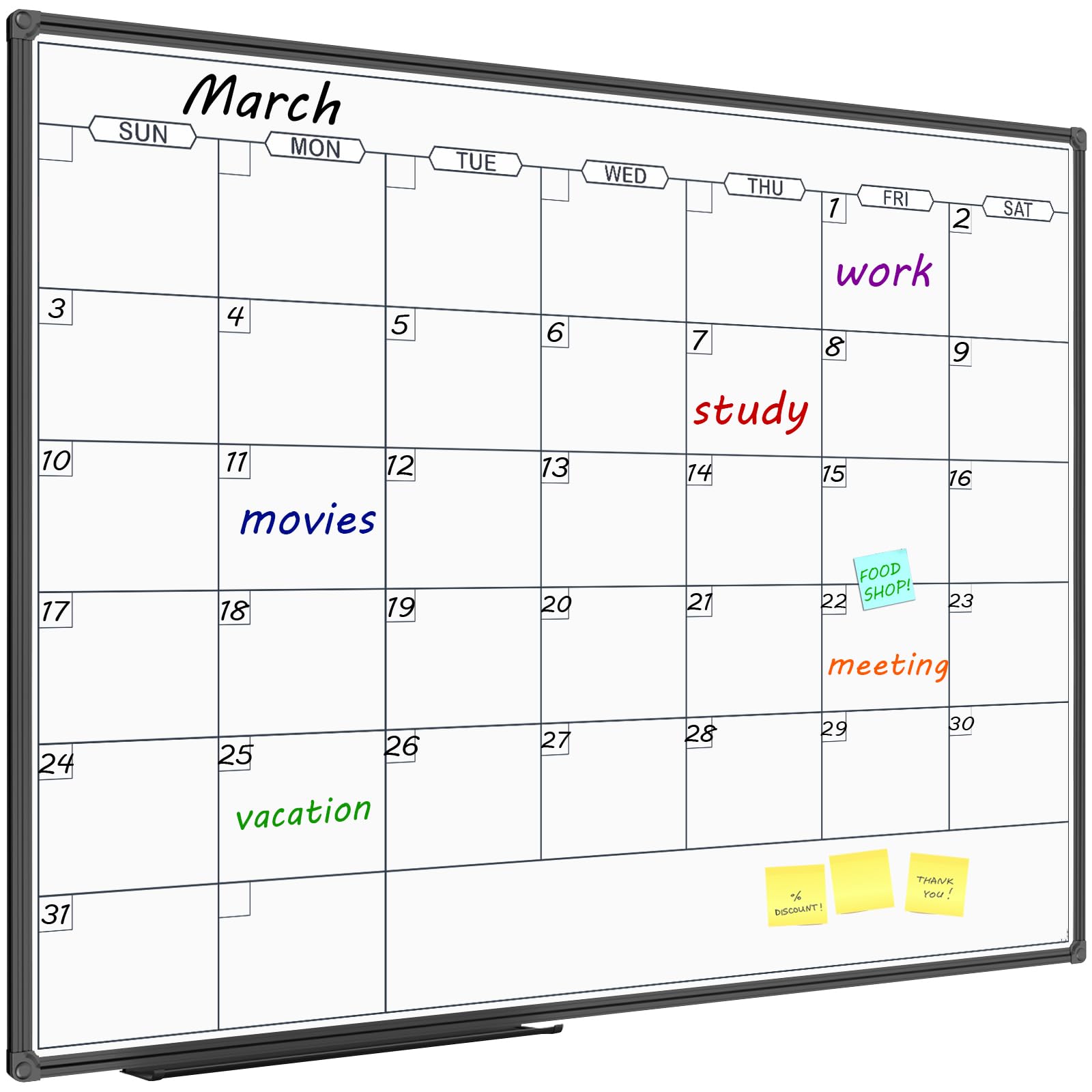 JILoffice Dry Erase Calendar Whiteboard - Magnetic White Board Calendar ...
