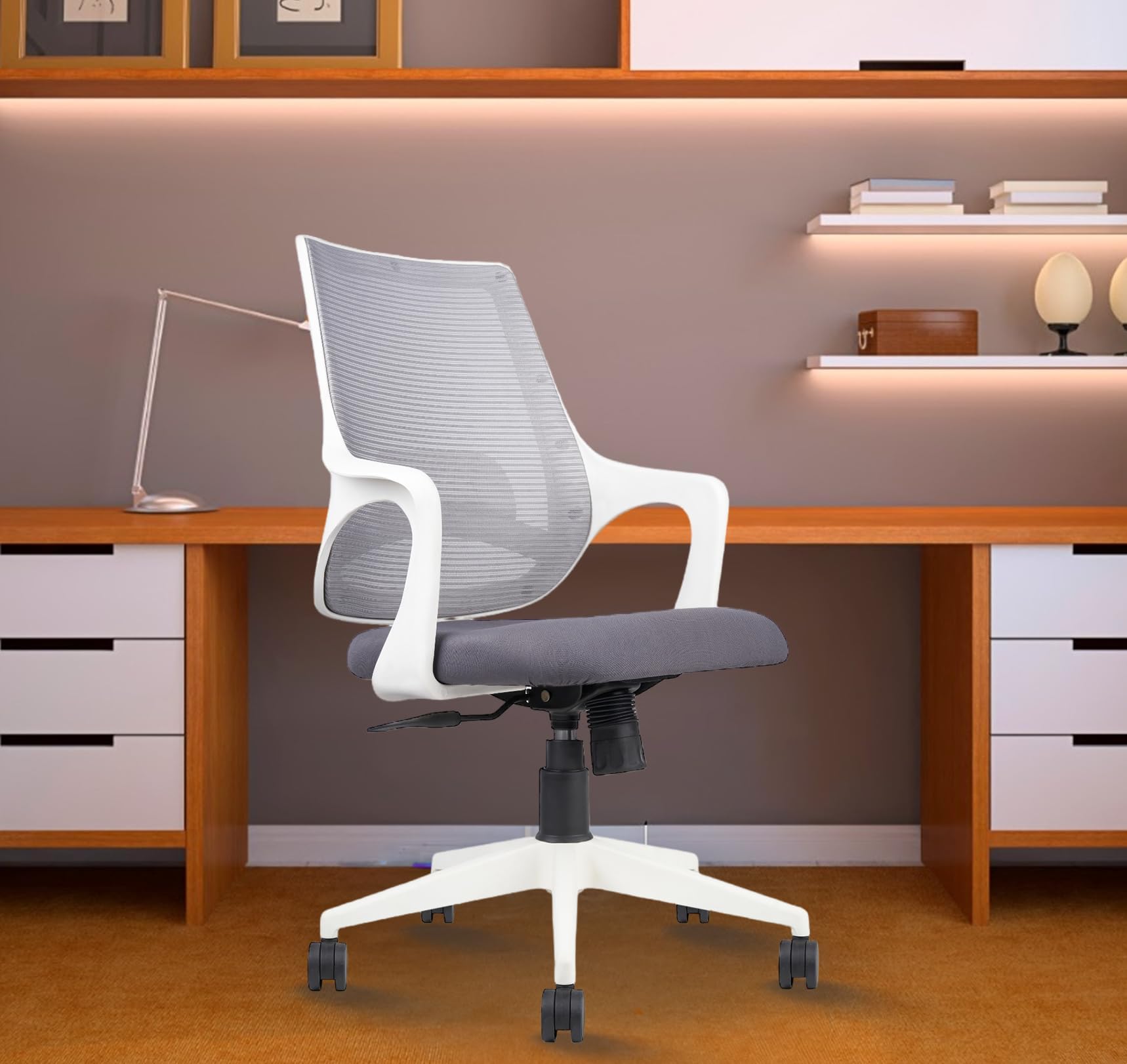 GODREJ INTERIO Sally Mid Back Office Chair in Knitted Fabric, Black Ink ...