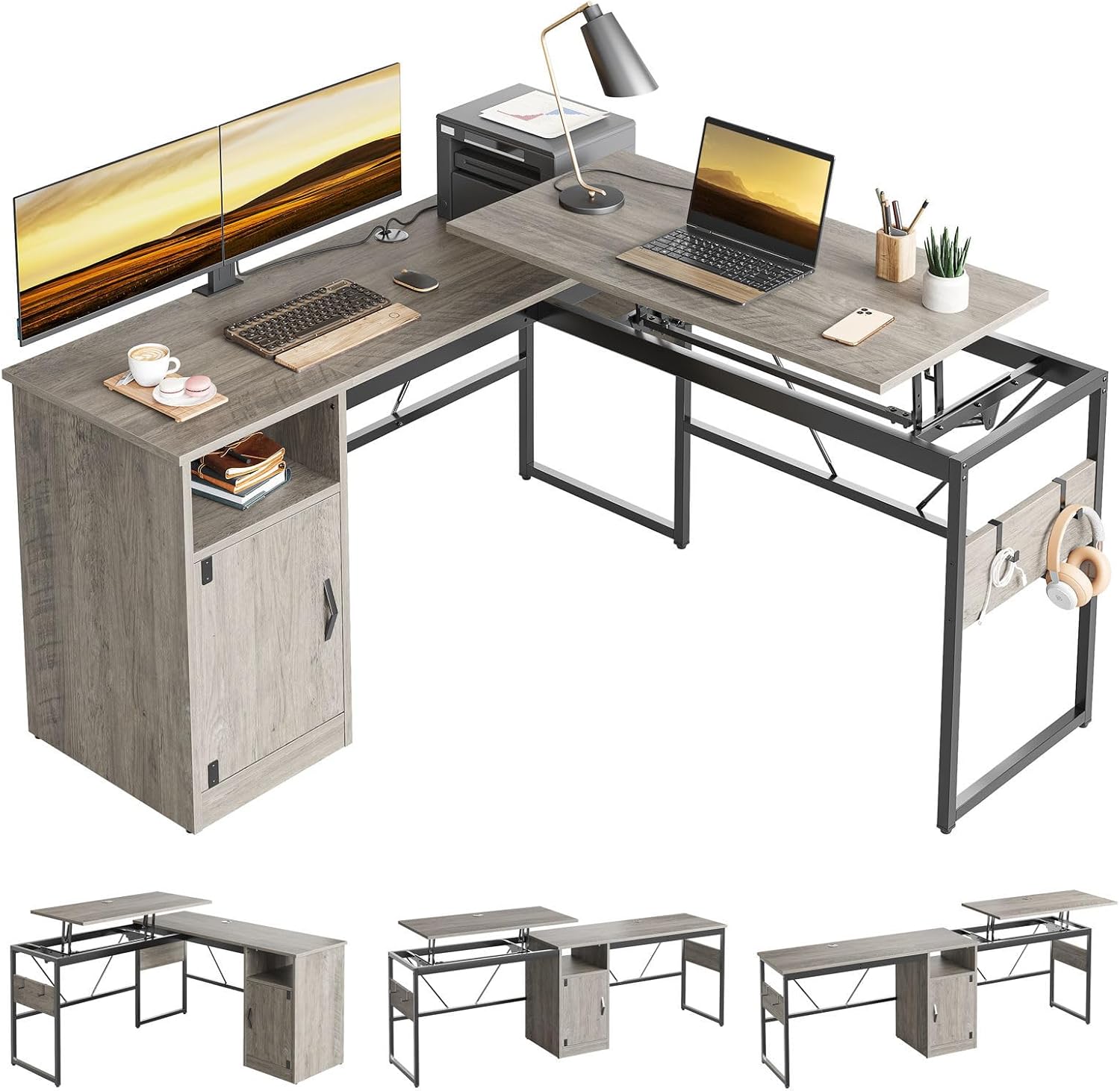 Amazon.com: Bestier L Shaped Standing Desk Adjustable Height, 60 ...