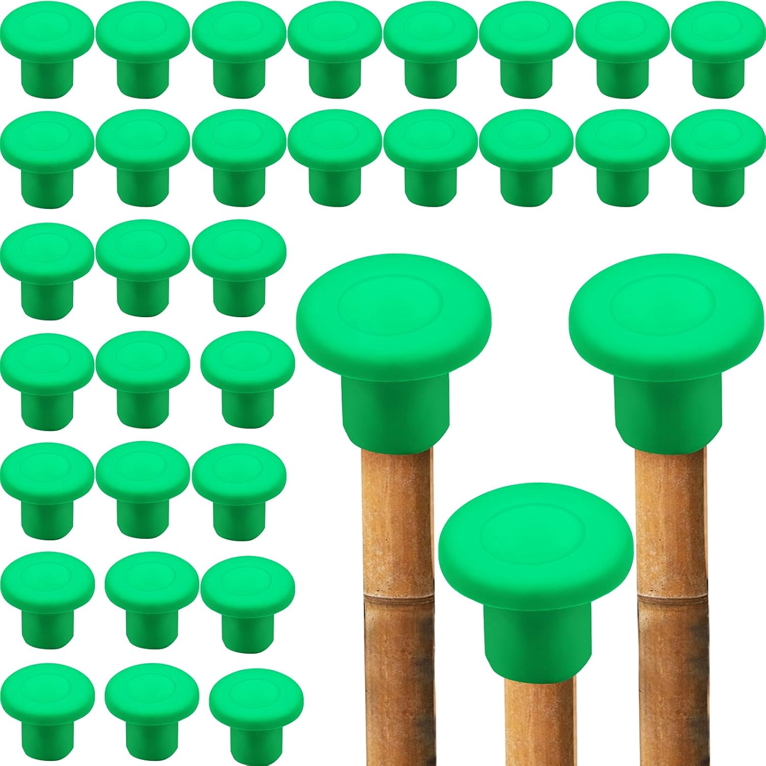 32 Pcs Cane Toppers Caps Safety Cane Tops Covers Green Rubber Garden ...