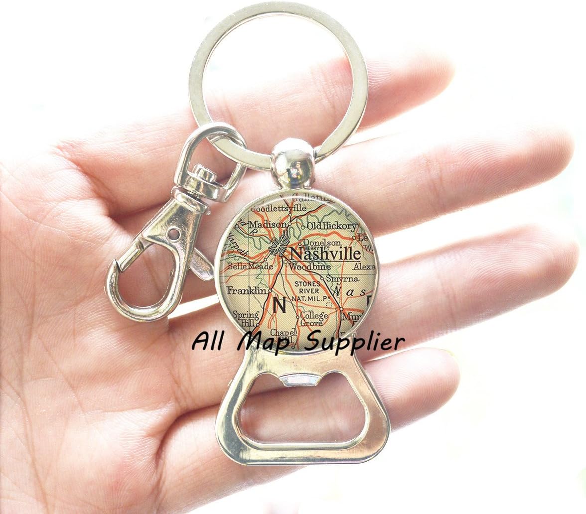 Amazon.com: Charming Bottle opener Keychain,Nashville map Bottle opener ...