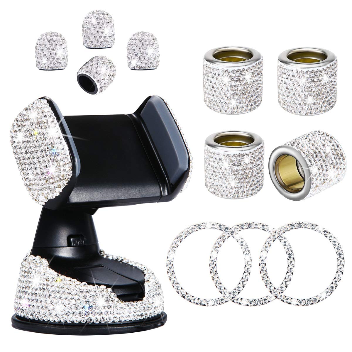12 Pack Bling Car Accessories Set for Women, Bling Car Headrest Head ...