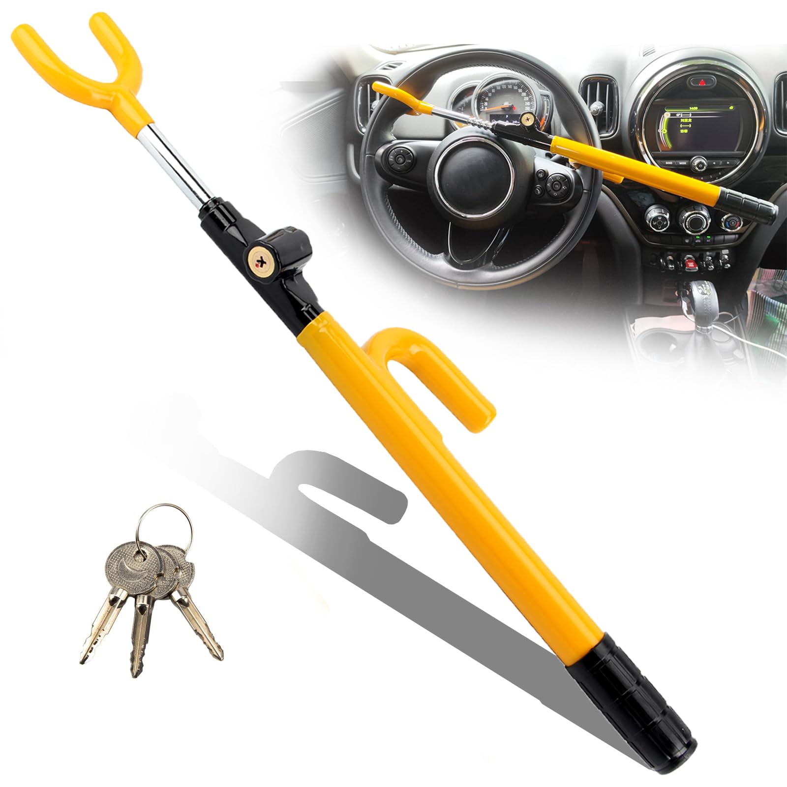 JESTMOTOR Car Steering Wheel Lock Anti-Theft Device Adjustable Length ...