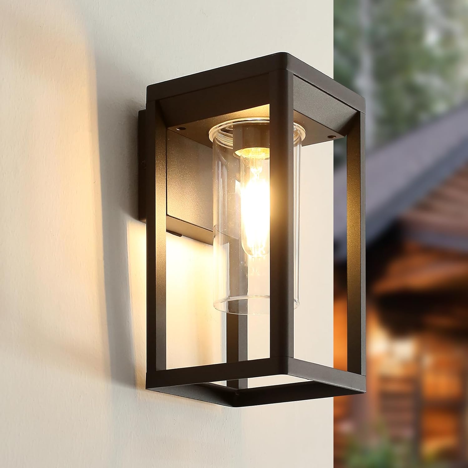 Outdoor Wall Light - HLFVLITE Black Aluminum Outside Wall Sconce ...