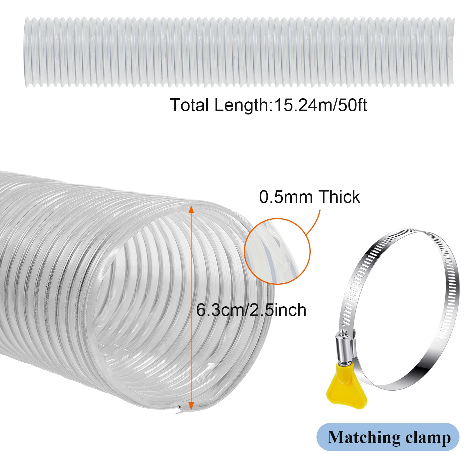 Flexible PVC Dust Collection Hose with Stainless Steel Hose Clamps ...