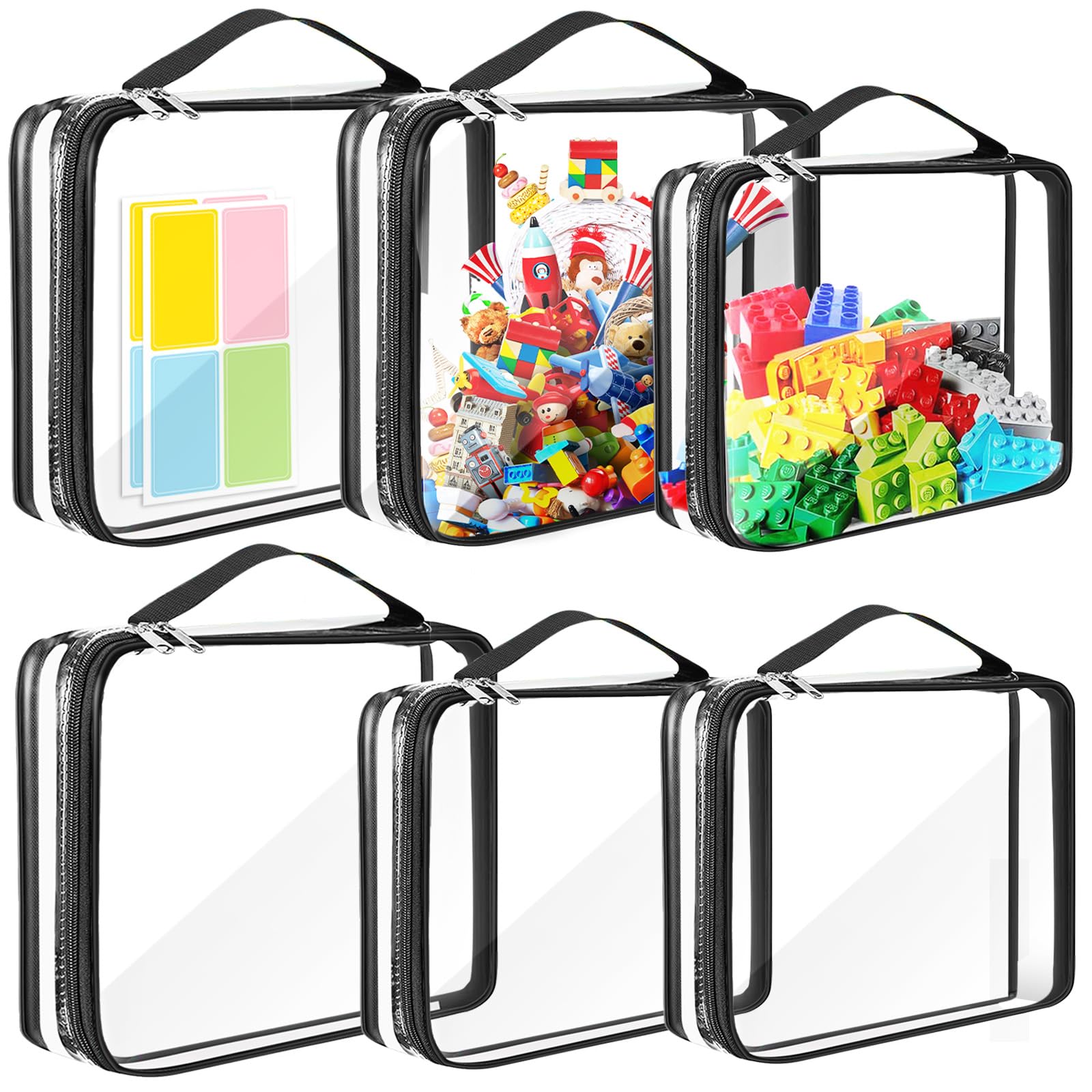 Amazon.com: AOBOPLE 6 Packs Toy Storage Bags with Labels,PVC Clear ...