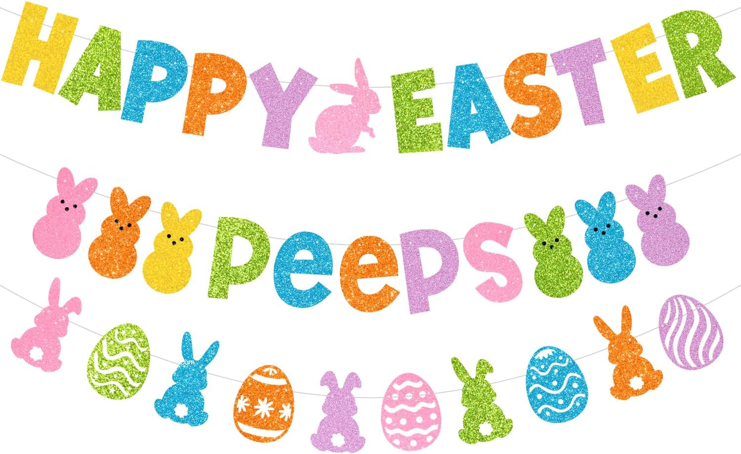 Amazon.com: Happy Easter Peeps Banner, Happy Easter Banner, Spring ...