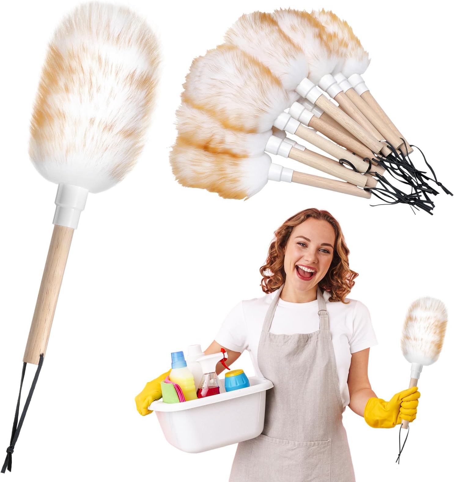Amazon.com: Suclain 16 Pcs 13.7'' Lambswool Duster Feather Duster for ...