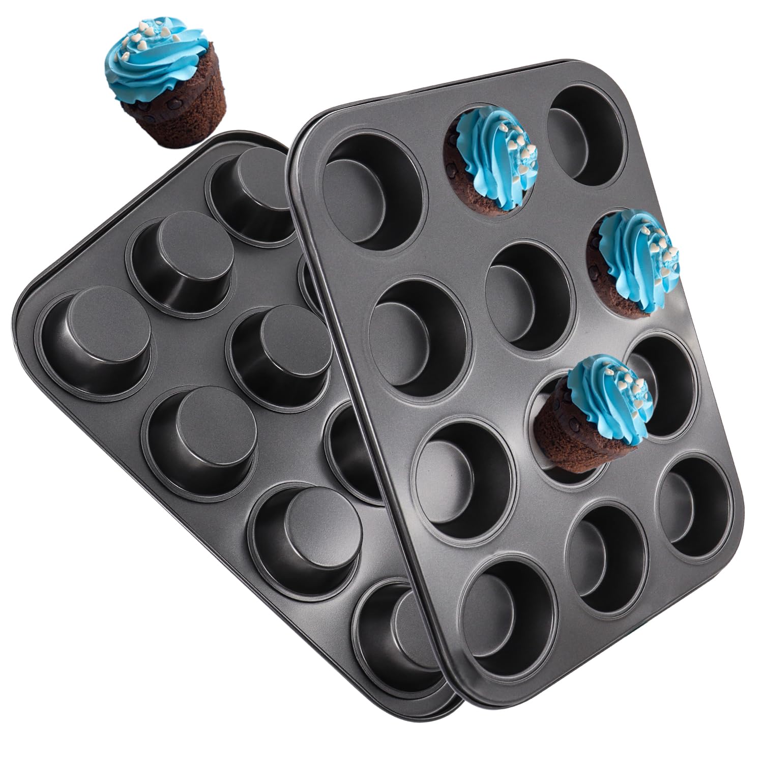 Amazon.com: DRAONGYE 2 Packs Nonstick Round Muffin Baking Pan, Premium ...