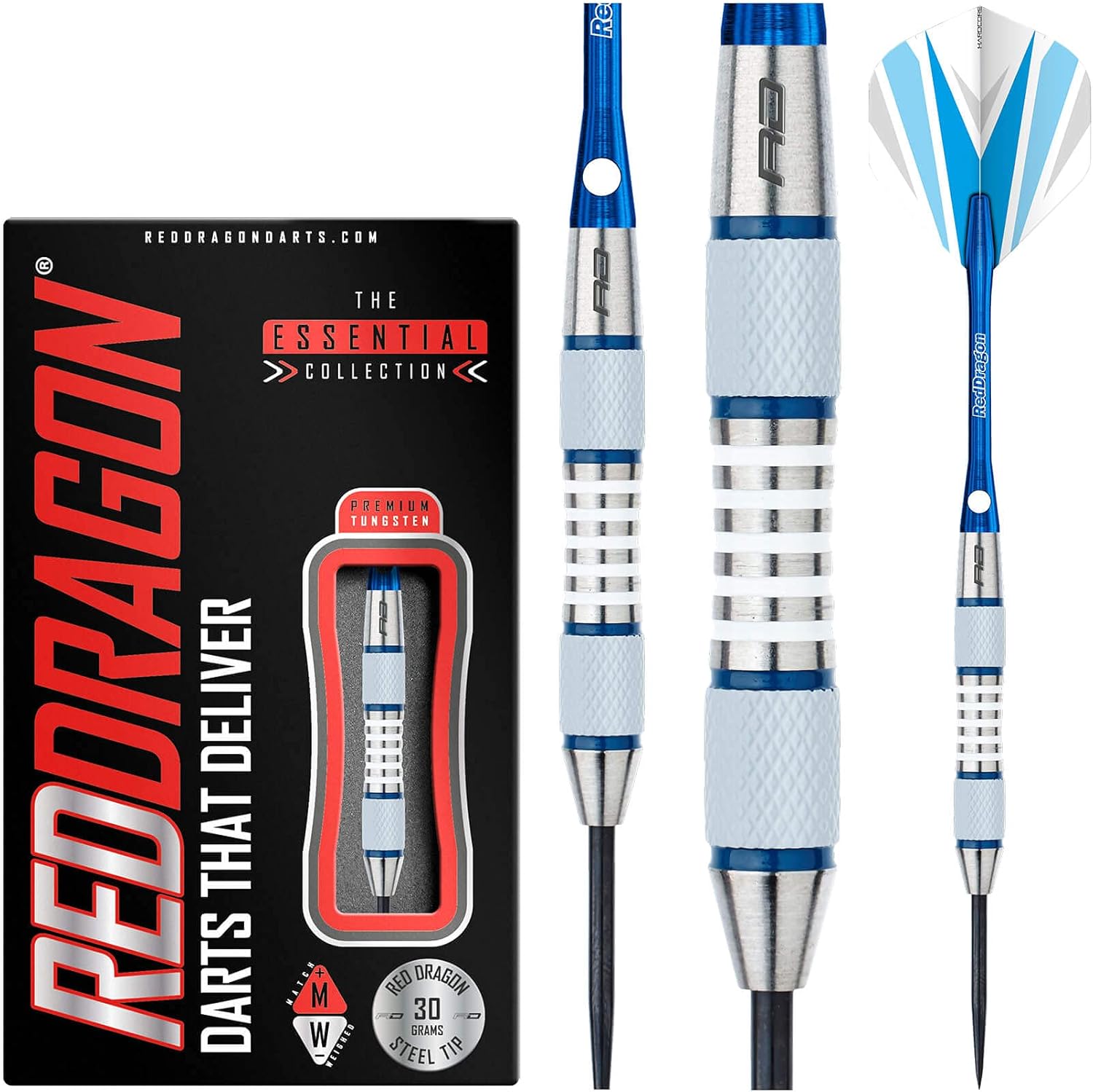 Red Dragon Stag Dartcraft Greys 4: 30g - Tungsten Steel Darts with ...