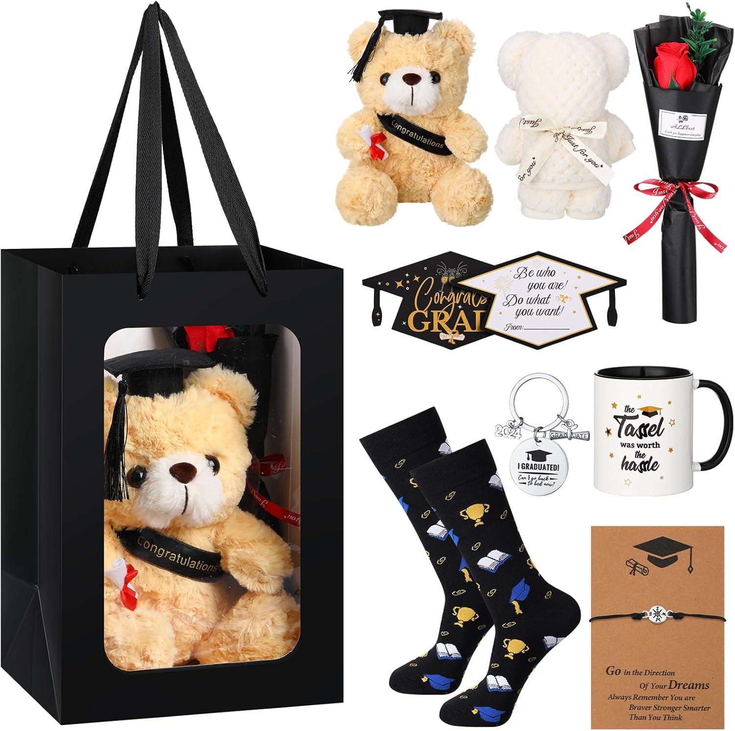 Amazon.com: Foilswirl 9 Pcs Class of 2026 Graduation Bear Gifts Sets ...