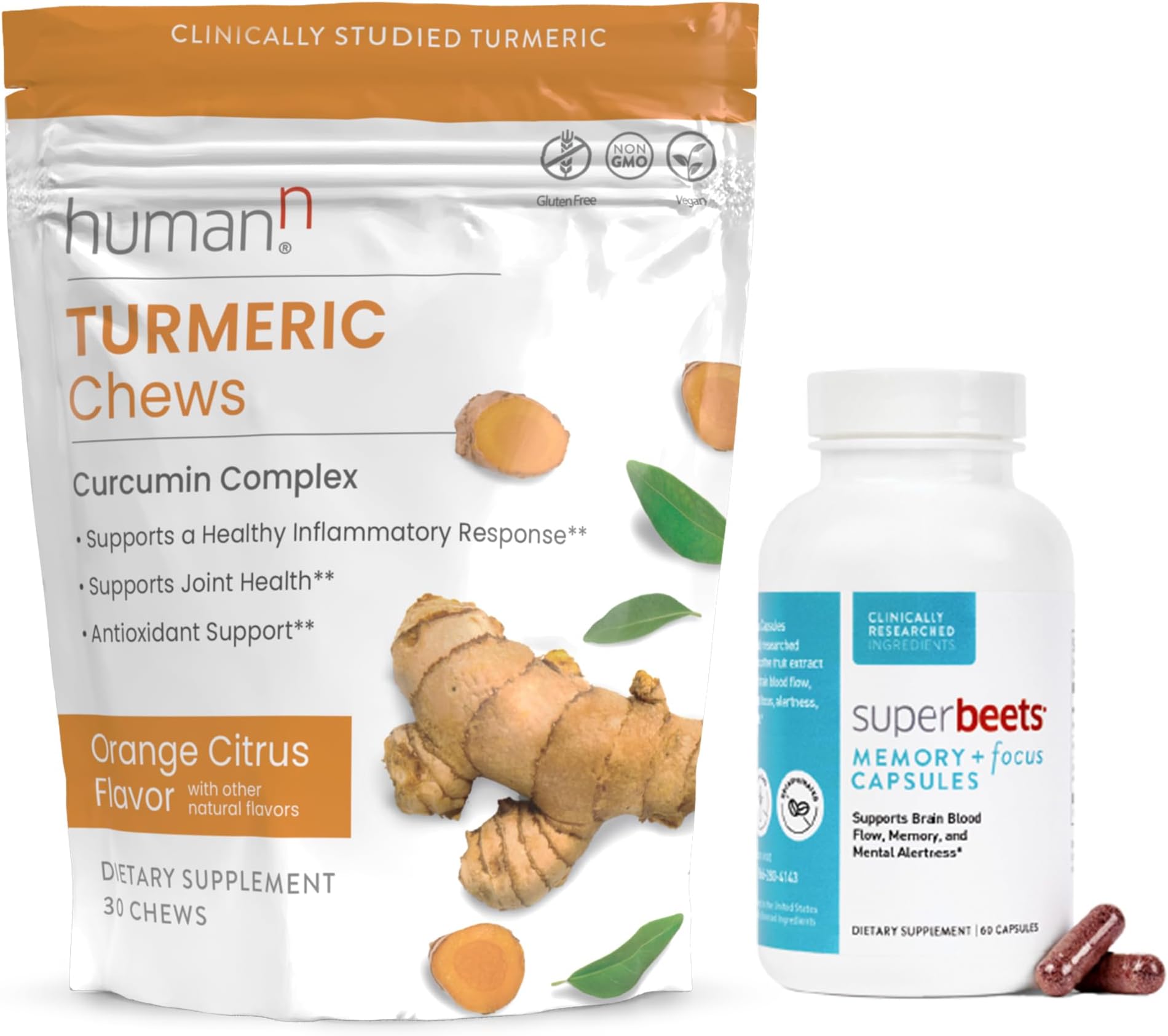 Amazon.com: humanN Turmeric Chews & SuperBeets Memory + Focus Capsules ...