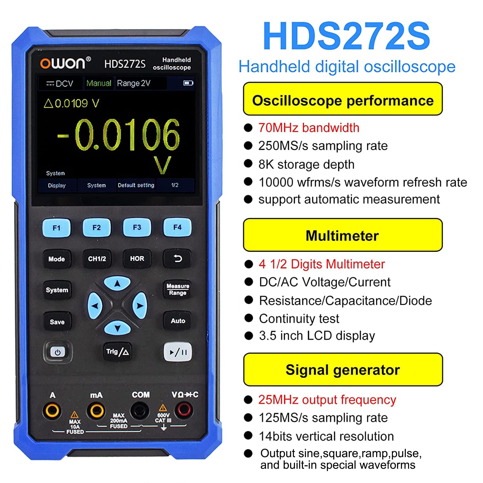 Snapklik.com : OWON HDS272S Oscilloscope 3 In 1 Professional Handheld ...