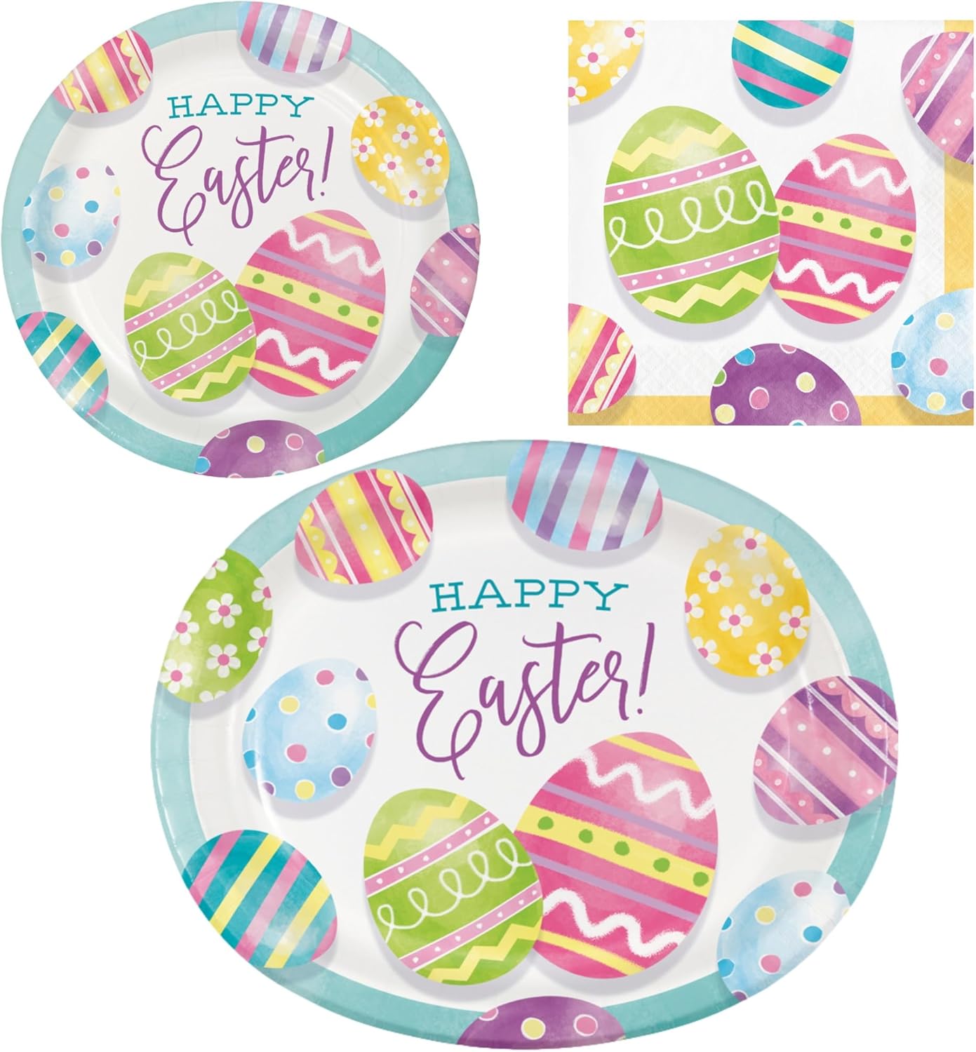 Amazon.com: Easter Egg Themed Party Tableware Kit for 8 People | Oval ...