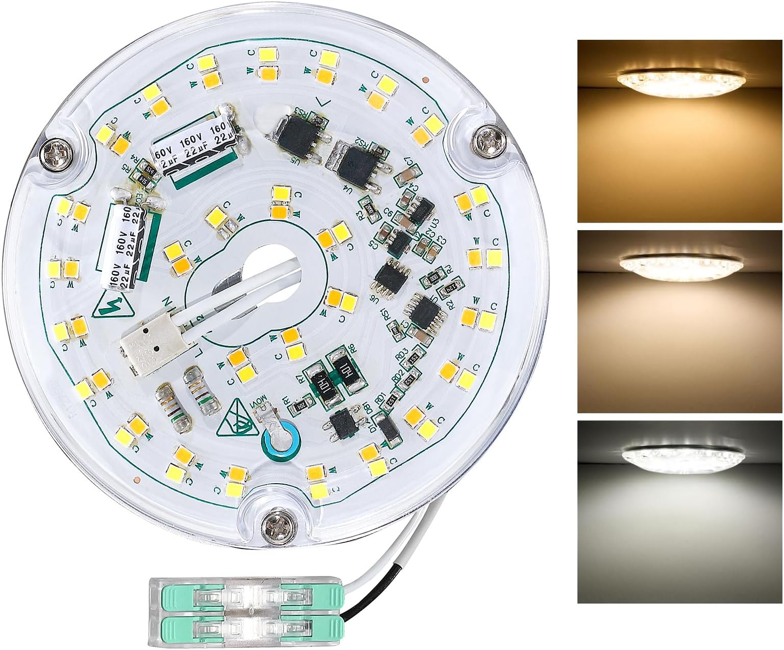 4 Inch Ceiling Fan LED Light Replacement, 18W 2100LM 3CCT 3000K 4500K ...