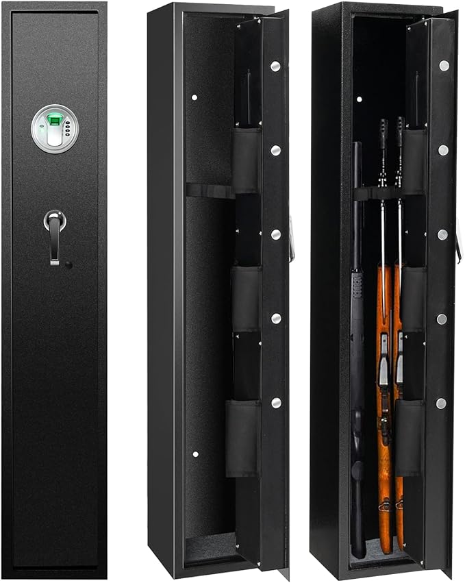 IRONMAX Rifle Gun Safe, 3 Rifles and 3 Pistols Quick Access Biometric ...