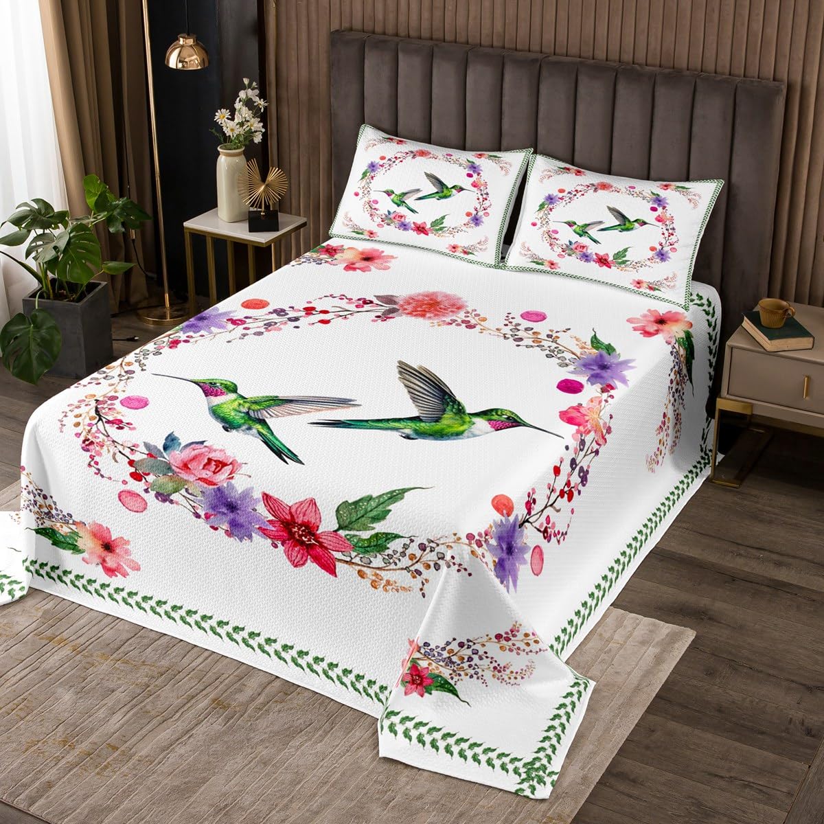 Amazon.com: Feelyou Girls Hummingbird Quilted Coverlet Kids Cute Bird ...
