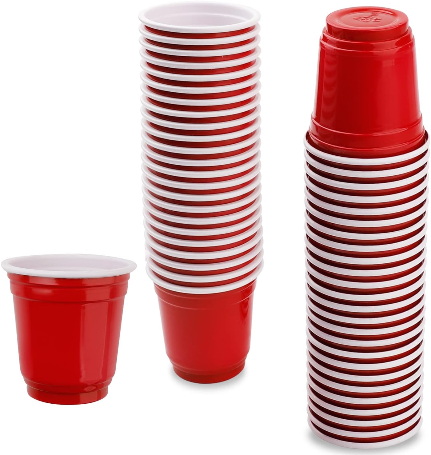 50 x RED PLASTIC CUPS - 200ml disposable glasses : Amazon.co.uk: Home ...