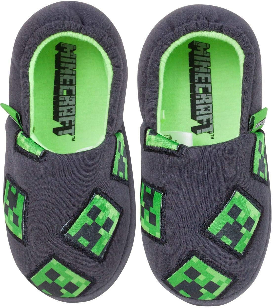Minecraft Creeper Boy's Slippers, 3 UK Child, Charcoal/Green: Amazon.co ...