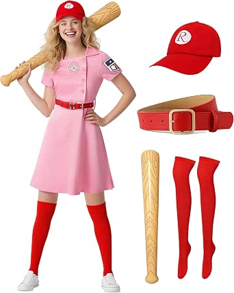 Amazon.com: ZapLute Women Pink Baseball Dress League Costume Halloween ...