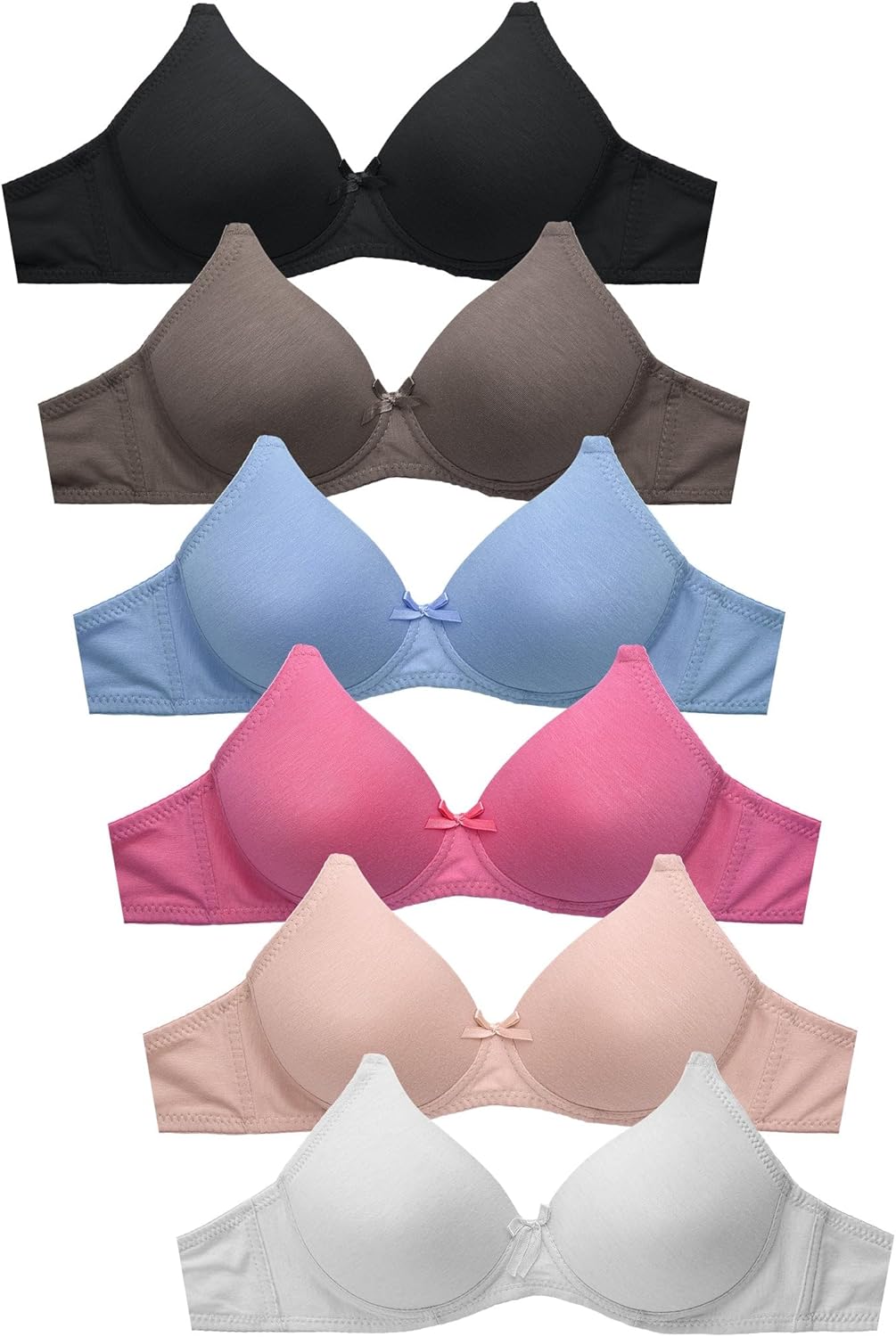 Women's 6 Pack of Everyday Plain, Lace, Wireless Bras (4242PN6, 36B) at ...