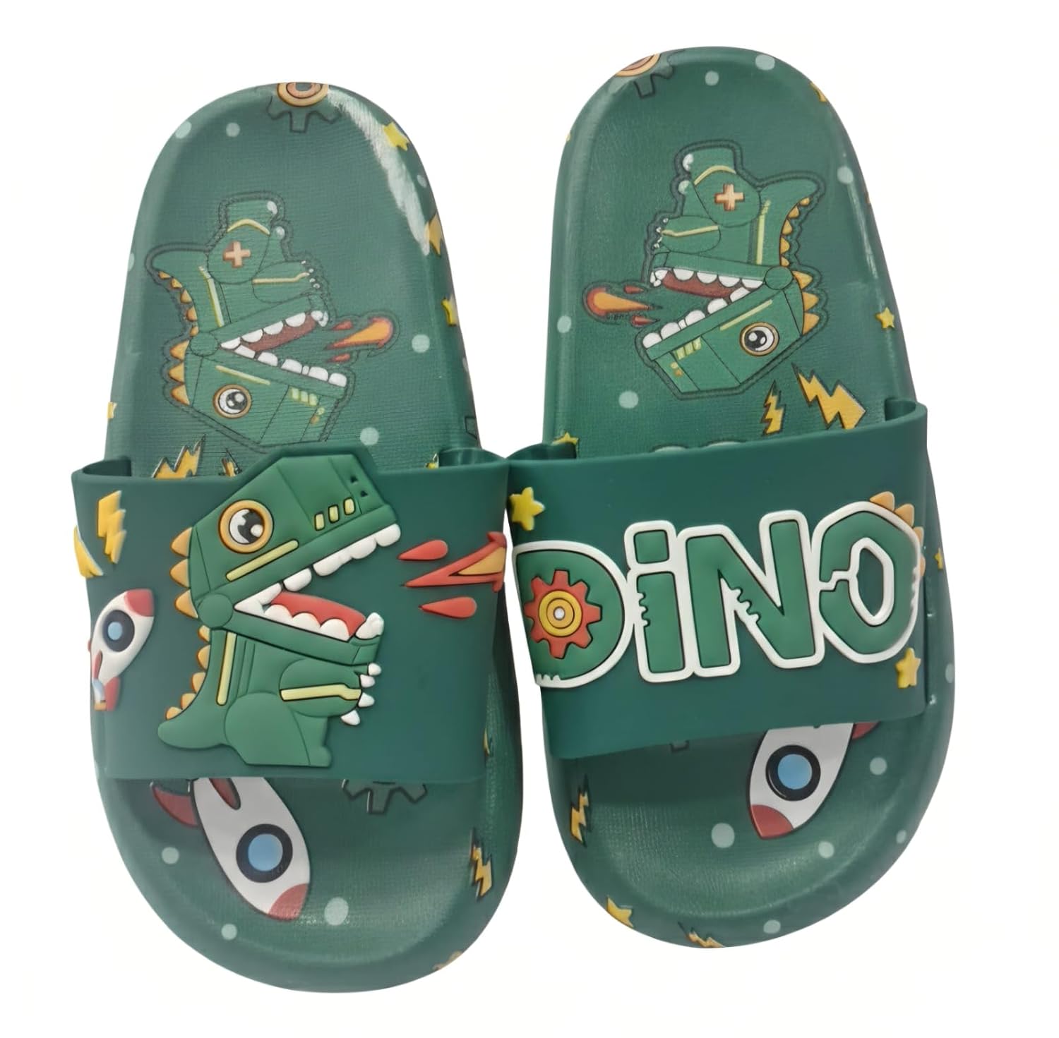 ANAND BHAWAN Kids Dinosaur Slippers, Cartoon Dino Theme, Slip-On ...