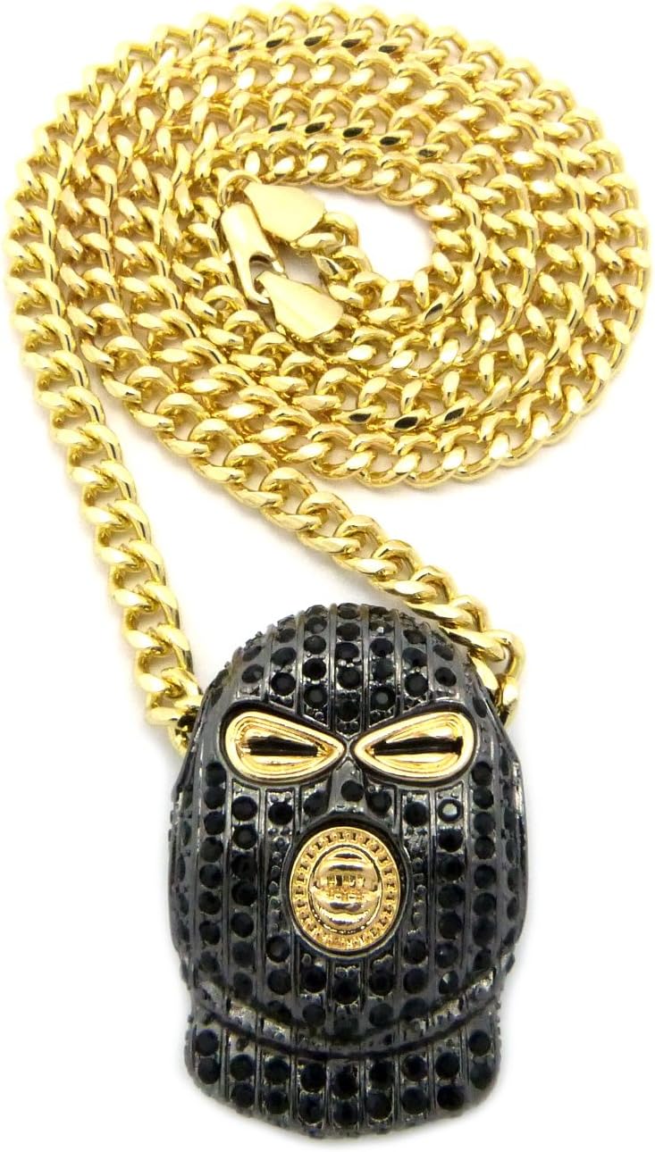 Crescendo SJ INC New Iced Out Goon MASK Pendant &5mm/24 Cuban Link ...