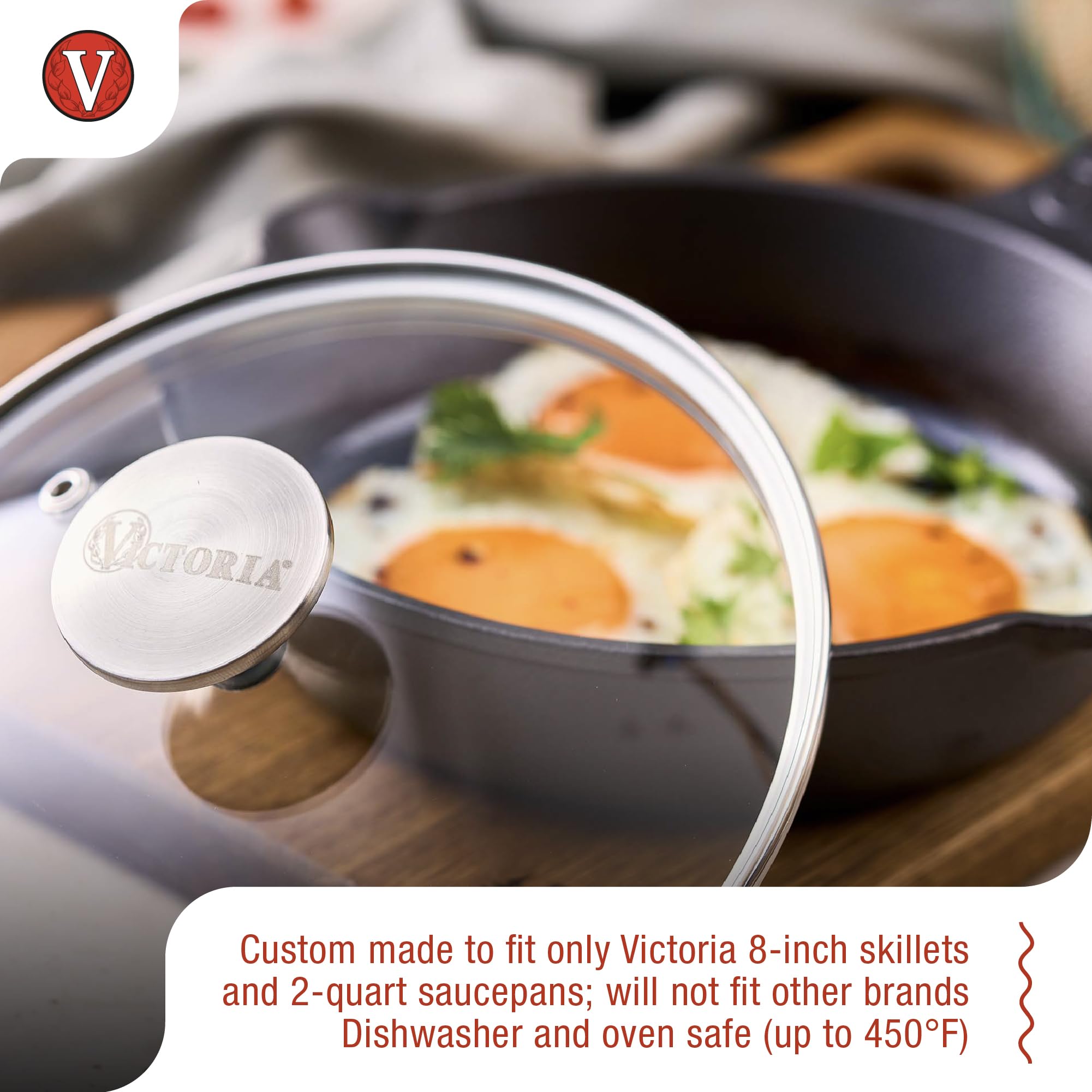 Snapklik.com : 7.5-Inch Glass Lid For Victoria Round 8-Inch Cast Iron ...
