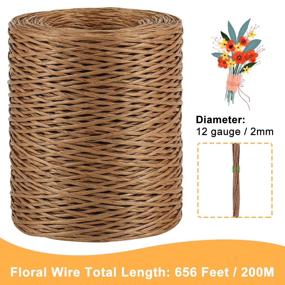 Snapklik.com : Brown Floral Wire, 656 Feet 2mm Paper Covered Bind Wire ...