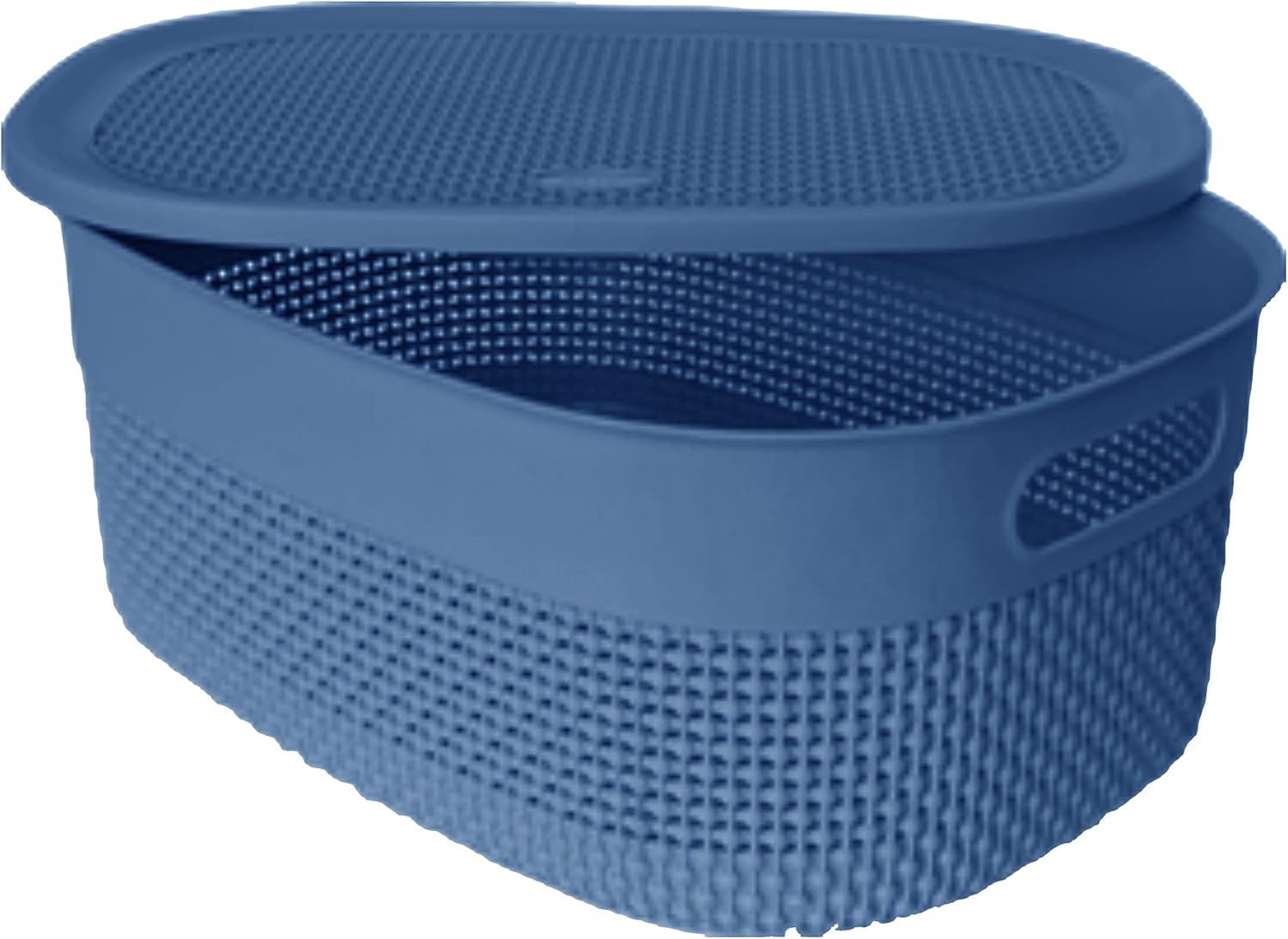 M1SS Plastic Storage Basket With Lid and Handle Oval Shape Shelf ...