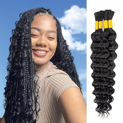 Amazon.com : Boho Braids Human Hair,Deep Wave Bulk Human Hair For ...