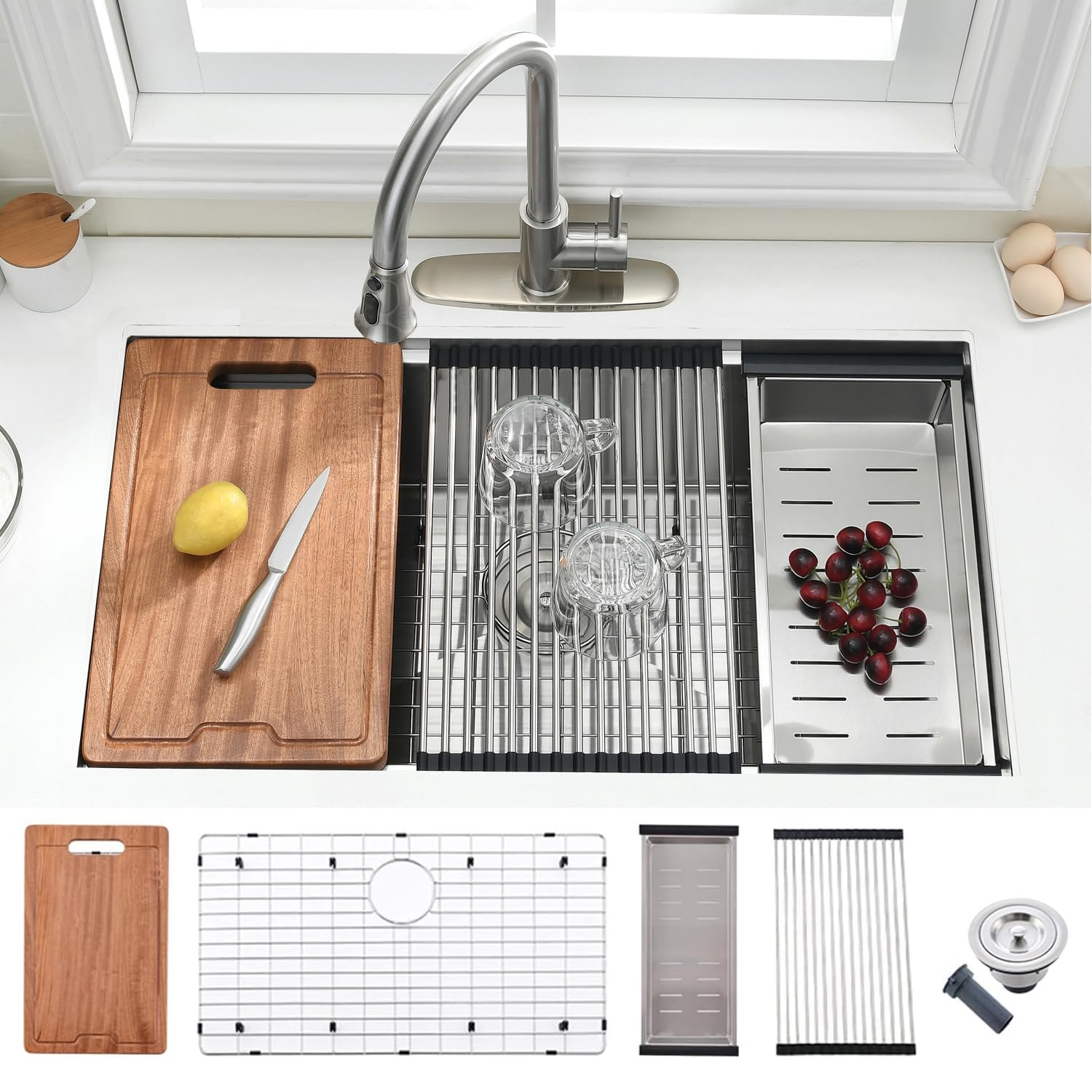 Snapklik.com : 33Inch Undermount Kitchen Sink Workstation -VOKIM 33 ...
